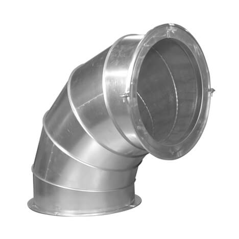 Double Wall 90 Degree Elbow with E-Z Flange & Barrel Clamp